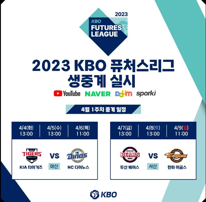 2023 KBO 퓨처스리그, 4월 4일(화) 개막전부터 생중계 실시